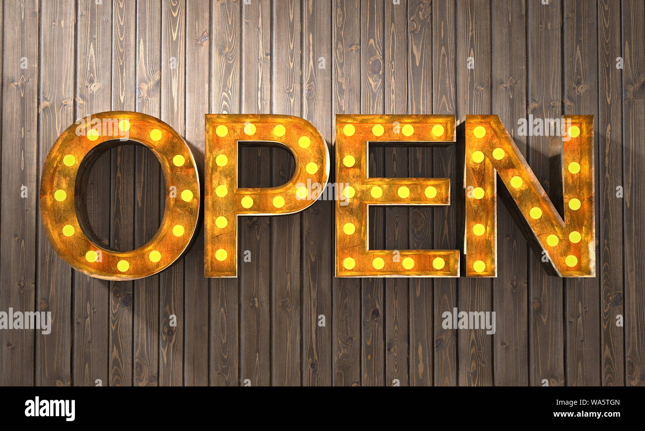 Open sign 3d render Stock Photo - Alamy