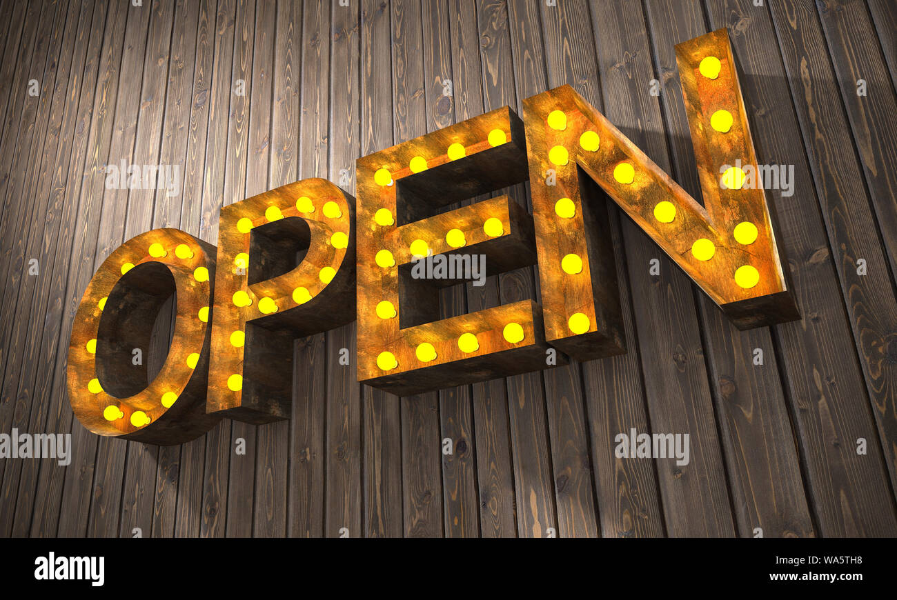 Open sign 3d render Stock Photo - Alamy