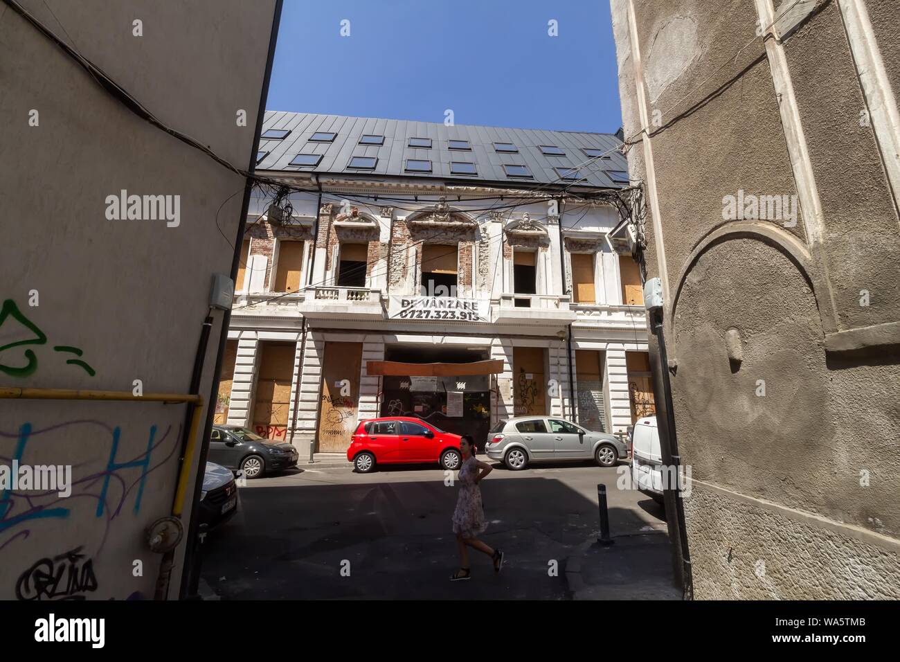 Bucharest, Romania - August 13, 2018: Beautifully renovated old ...