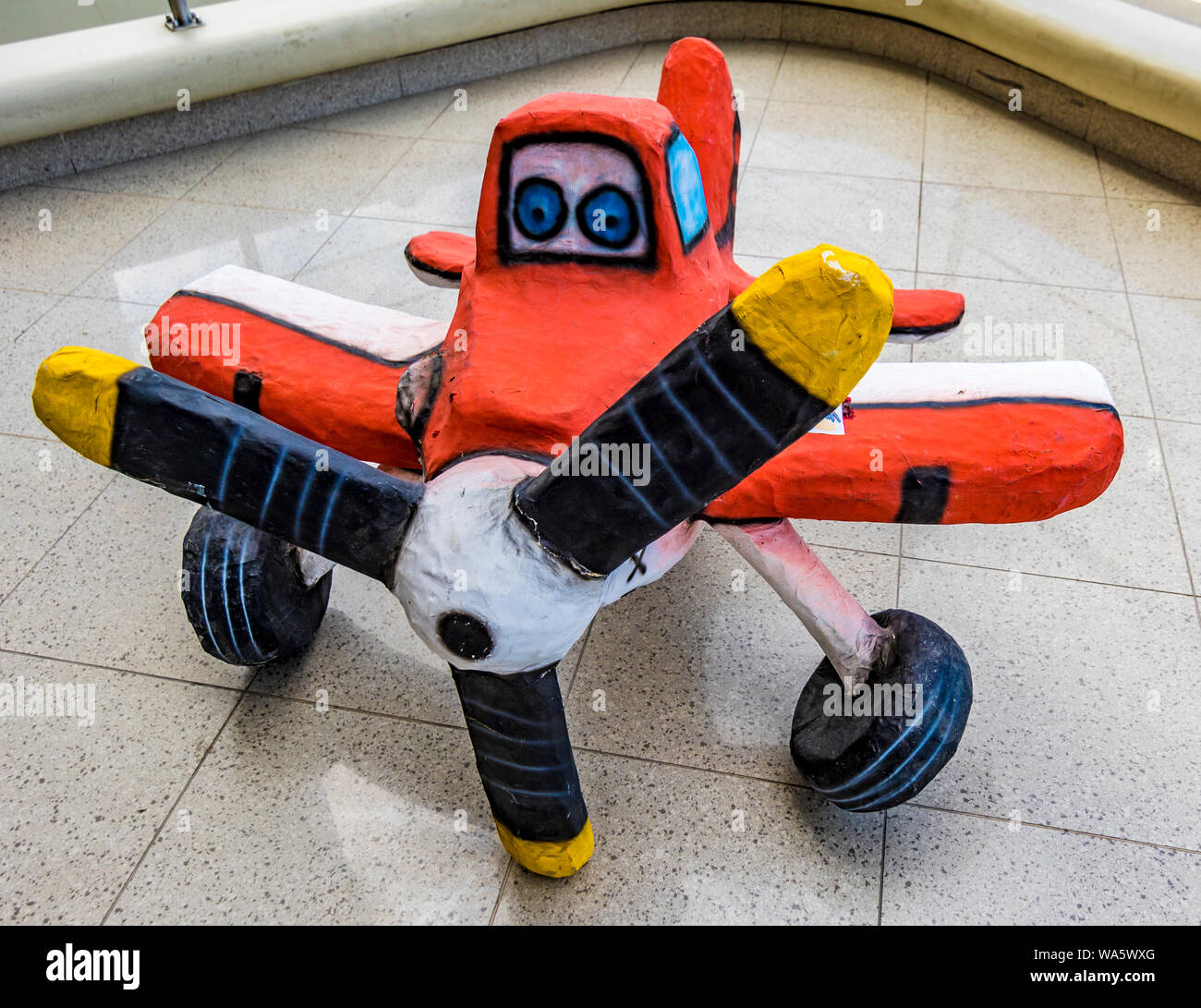 Salinas, Ecuador - December 31, 2015 - Paper mache airplane is ready to ...