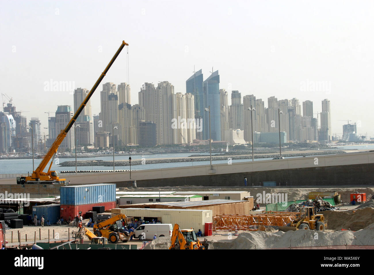 Construction area and skyscrapers in Dubai, United Arab Emirates. Dubai ...