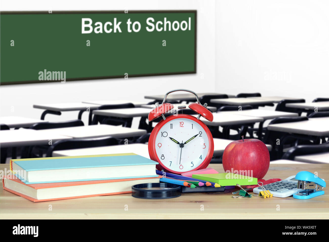 Back to School concept with classroom and book Stock Photo - Alamy