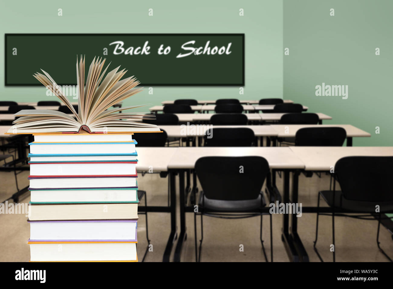 Classroom and book for back to school concept Stock Photo - Alamy