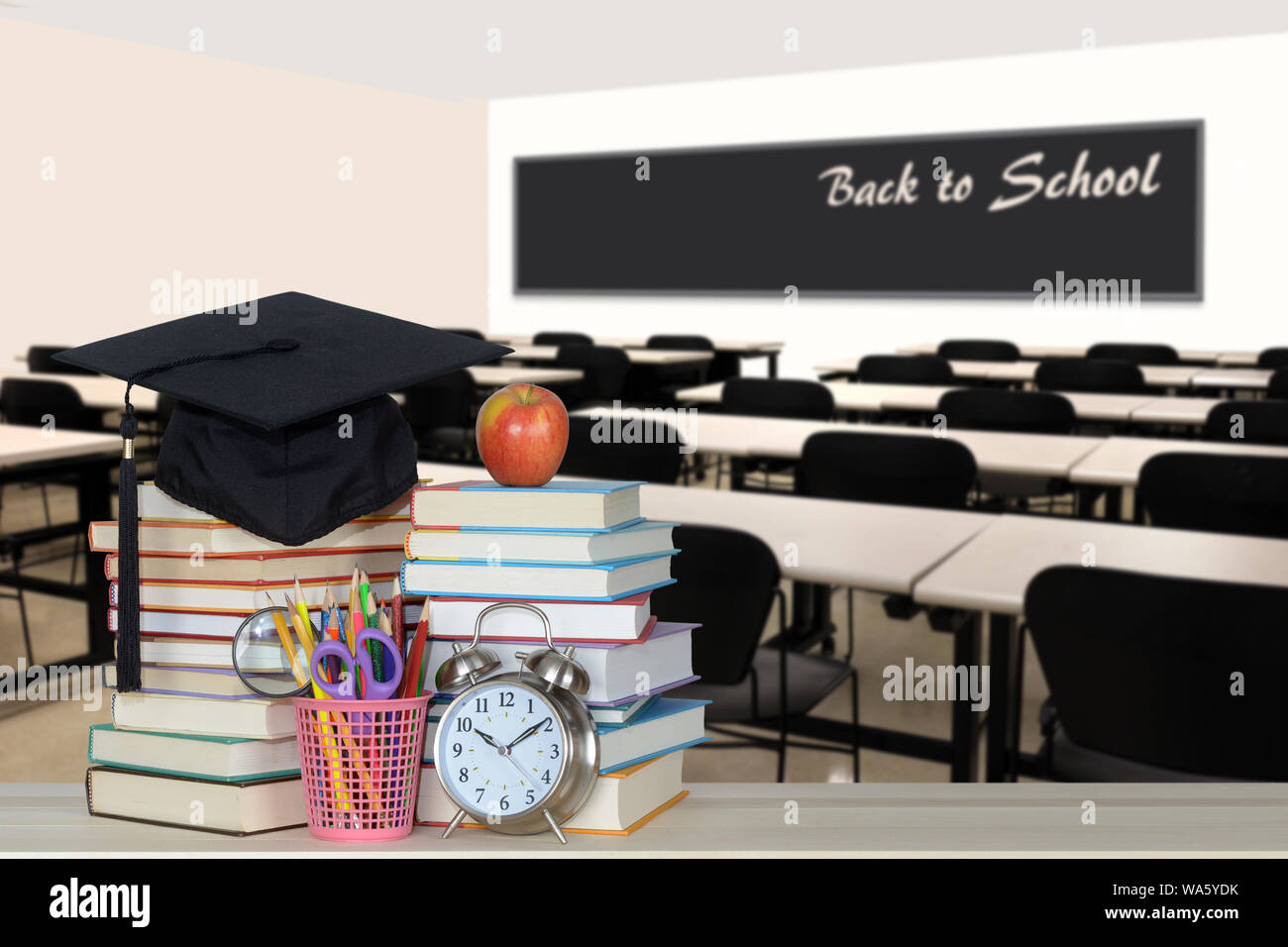 Back to School concept with classroom and book Stock Photo - Alamy