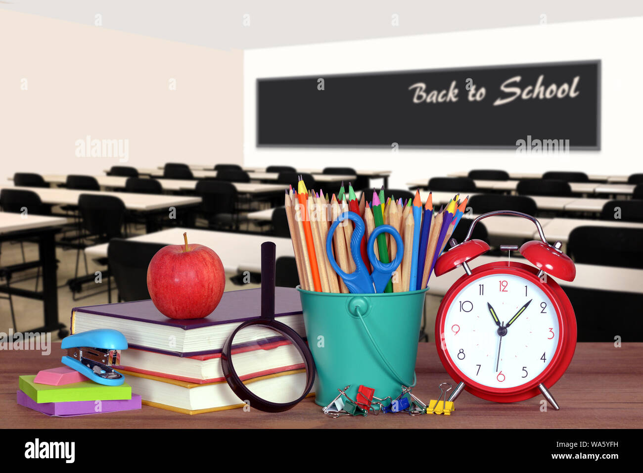 Back to School concept with classroom and book Stock Photo - Alamy