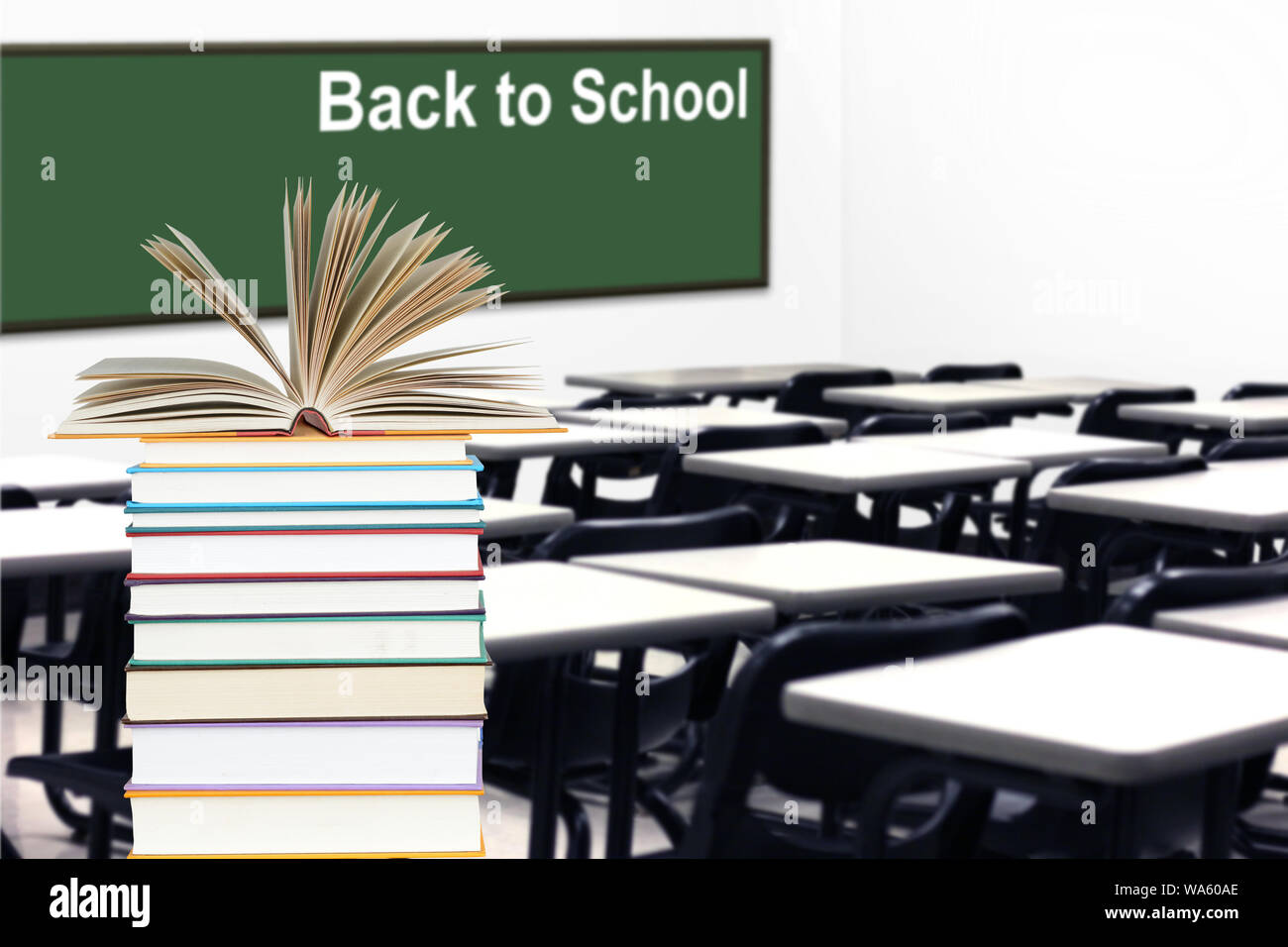 Back to School concept with classroom and book Stock Photo - Alamy