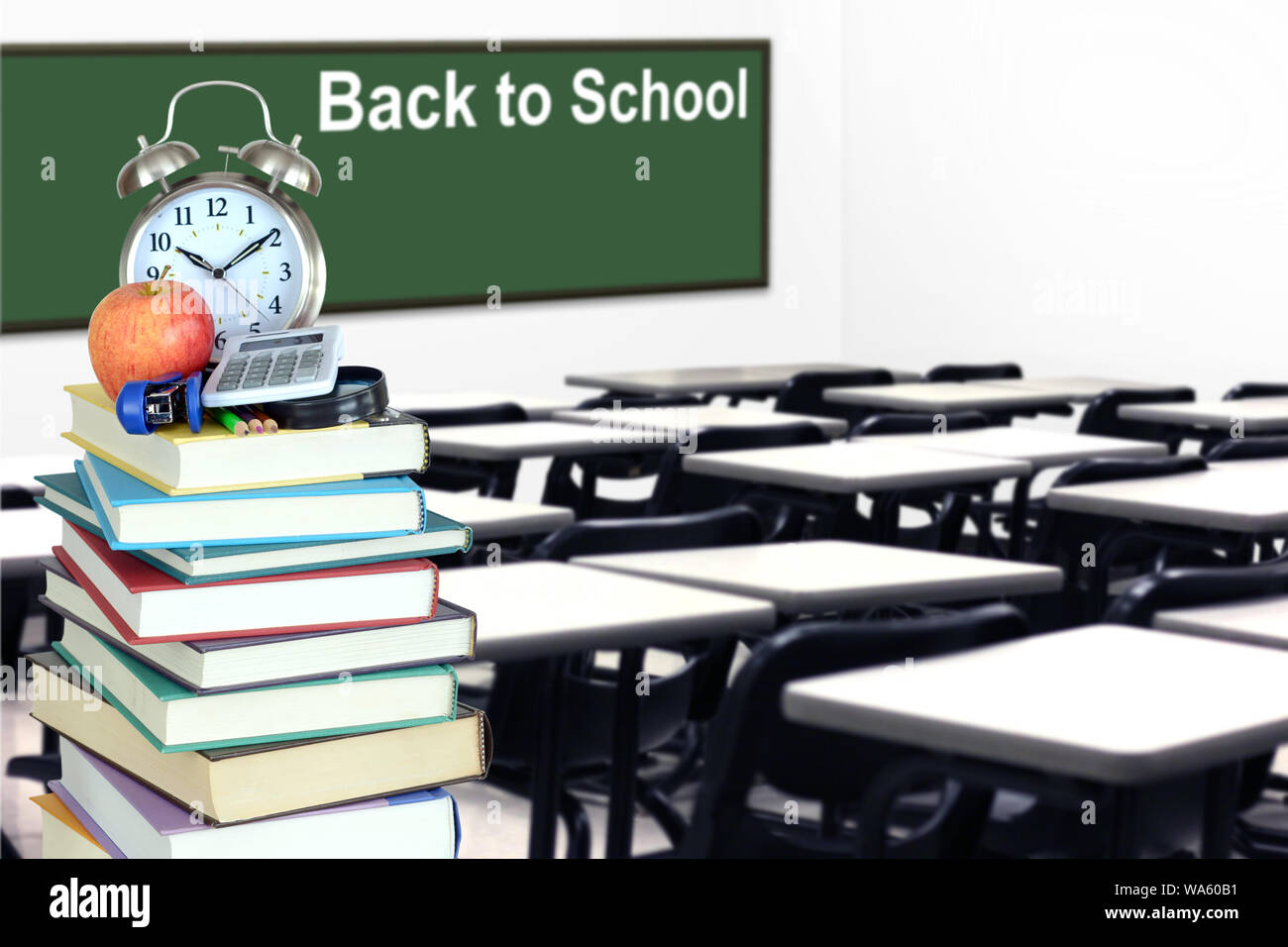 Back to School concept with classroom and book Stock Photo - Alamy