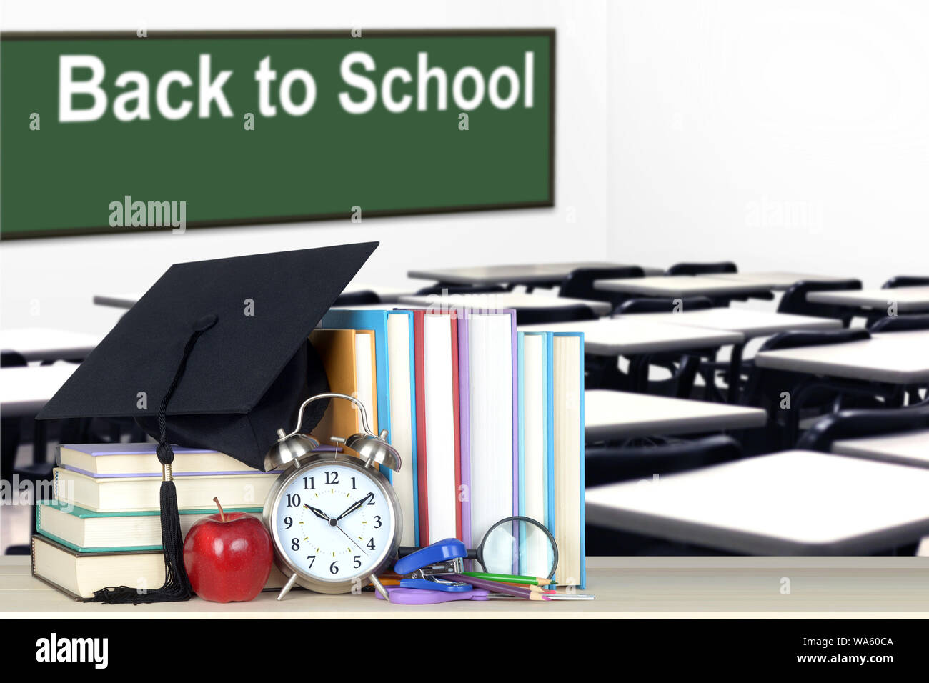 Back to School concept with classroom and book Stock Photo - Alamy