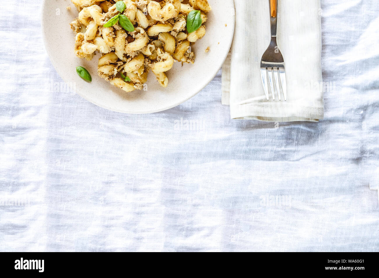 traditional soviet russian pasta dish, vermicelli, navy pasta, with ...