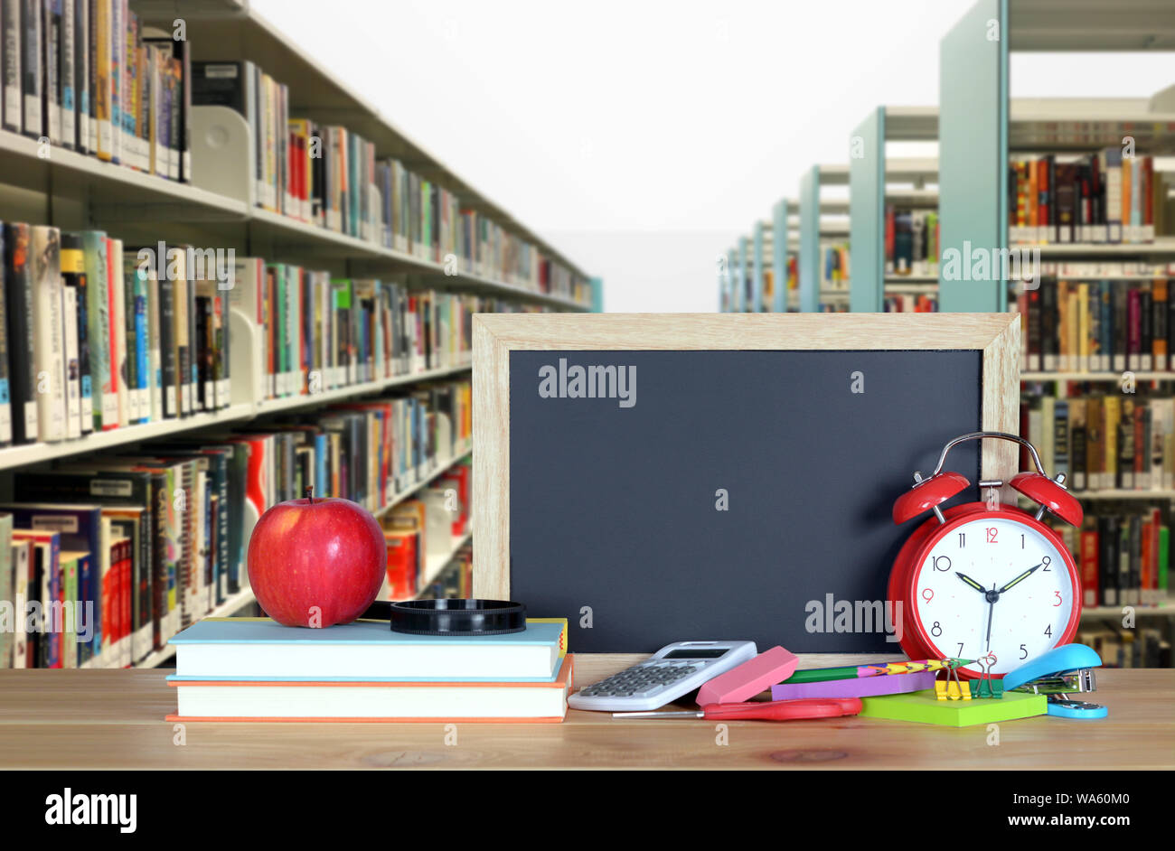 book and library for education concept (blurry background Stock Photo ...