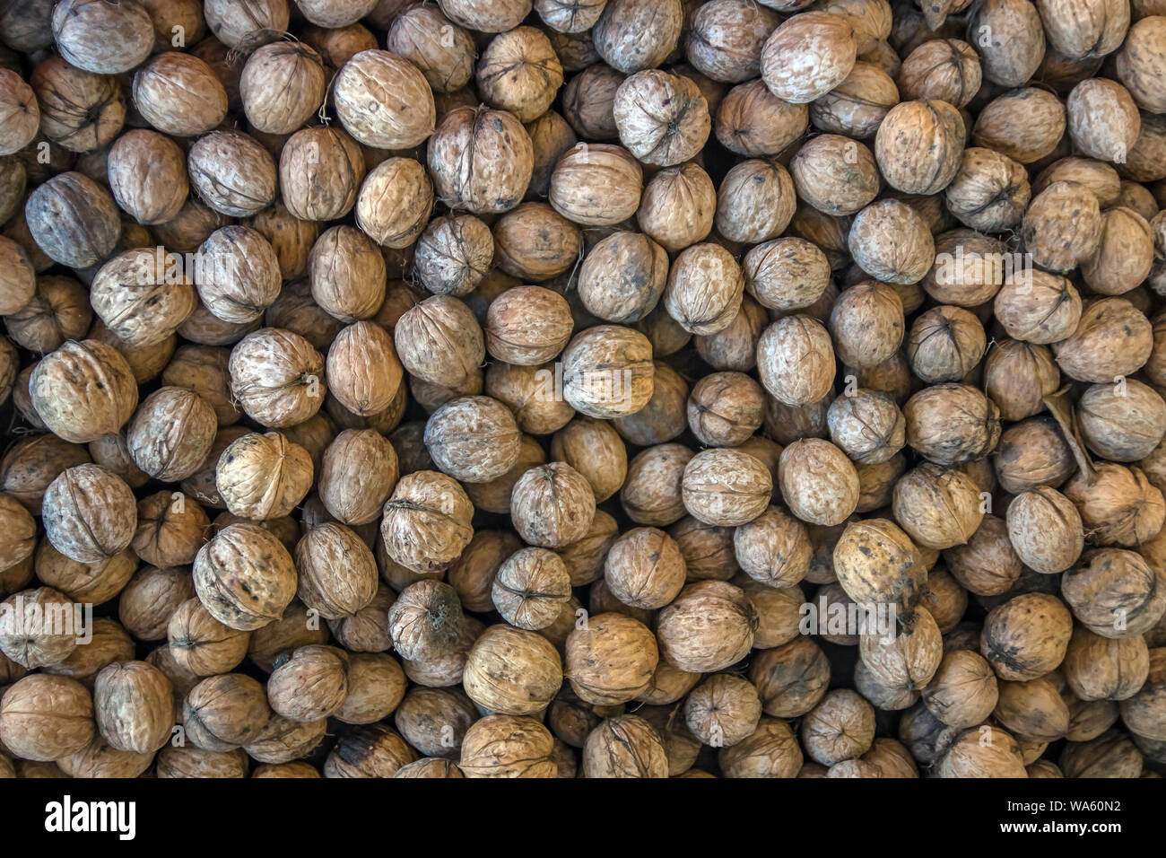 Natural walnut background pattern texture. Abstract walnuts heap ...