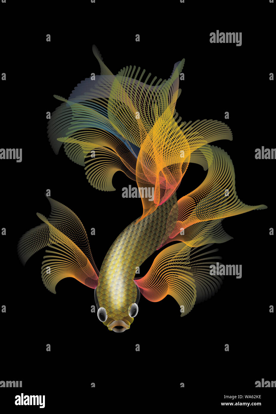 fine art graphics illustration made by vector dots, created using ...