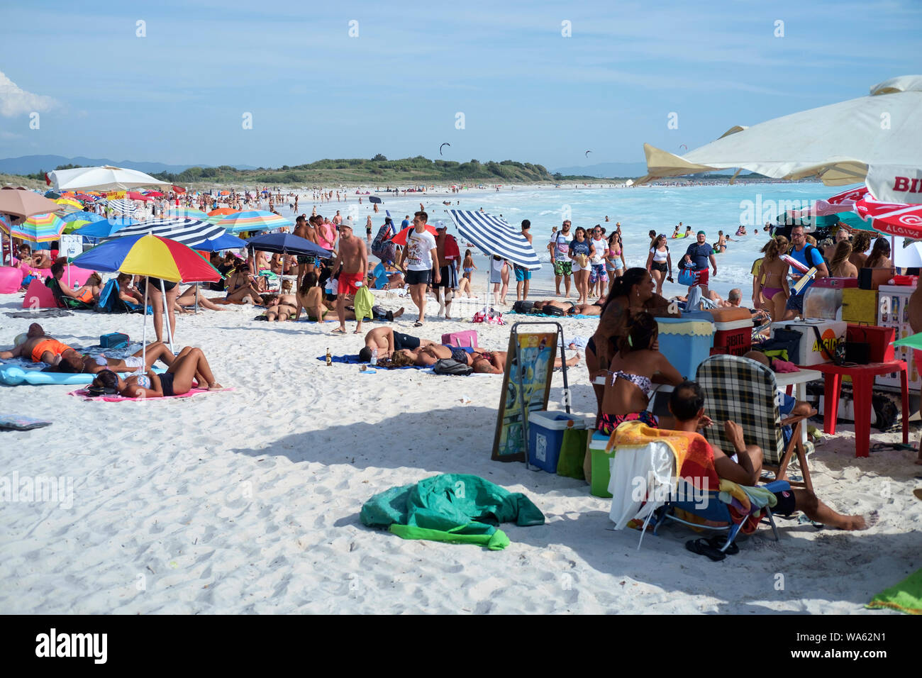 Rosignano Solvay, Livorno, Italy. White beach during summer season ...