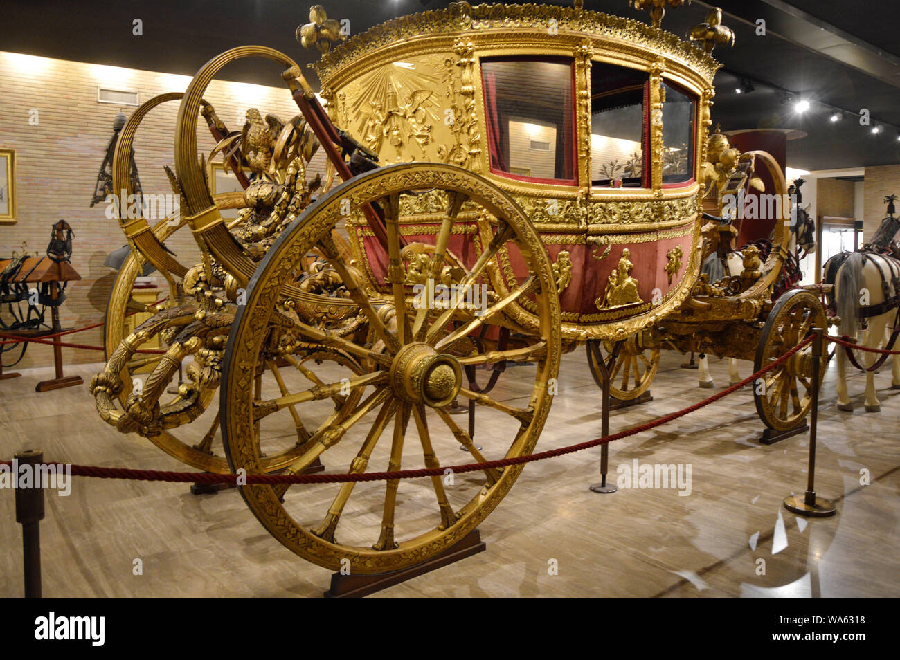 VATICAN CITY - APRIL 5, 2016: Gilded carriage of the pope in the ...