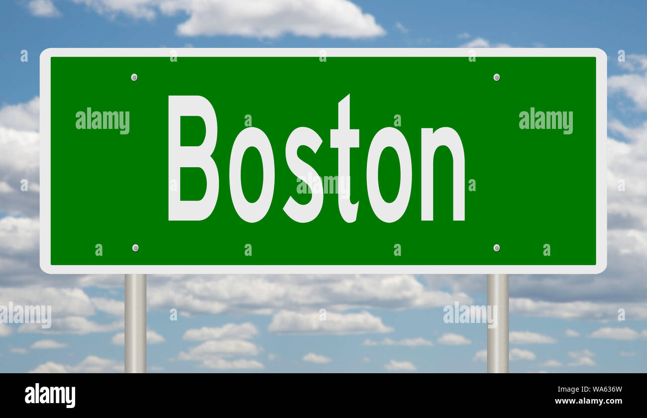 Rendering of a green highway sign for Boston Stock Photo - Alamy