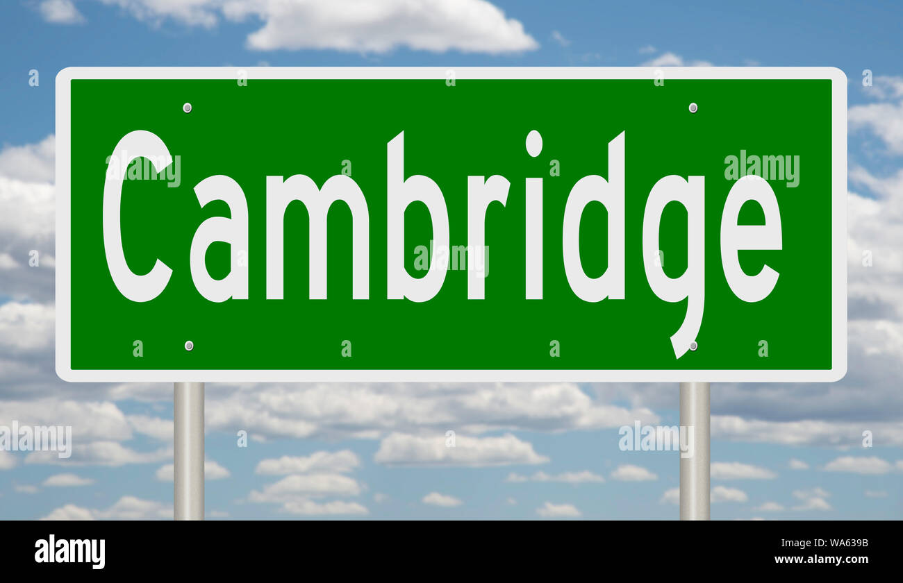 Rendering of a green highway sign for Cambridge Stock Photo - Alamy