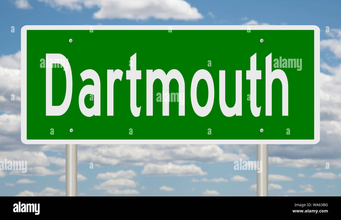 Rendering of a green highway sign for Dartmouth Massachusetts Stock ...