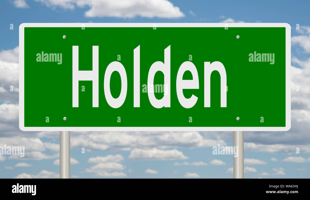 Rendering of a green highway sign for Holden Massachusetts Stock Photo ...