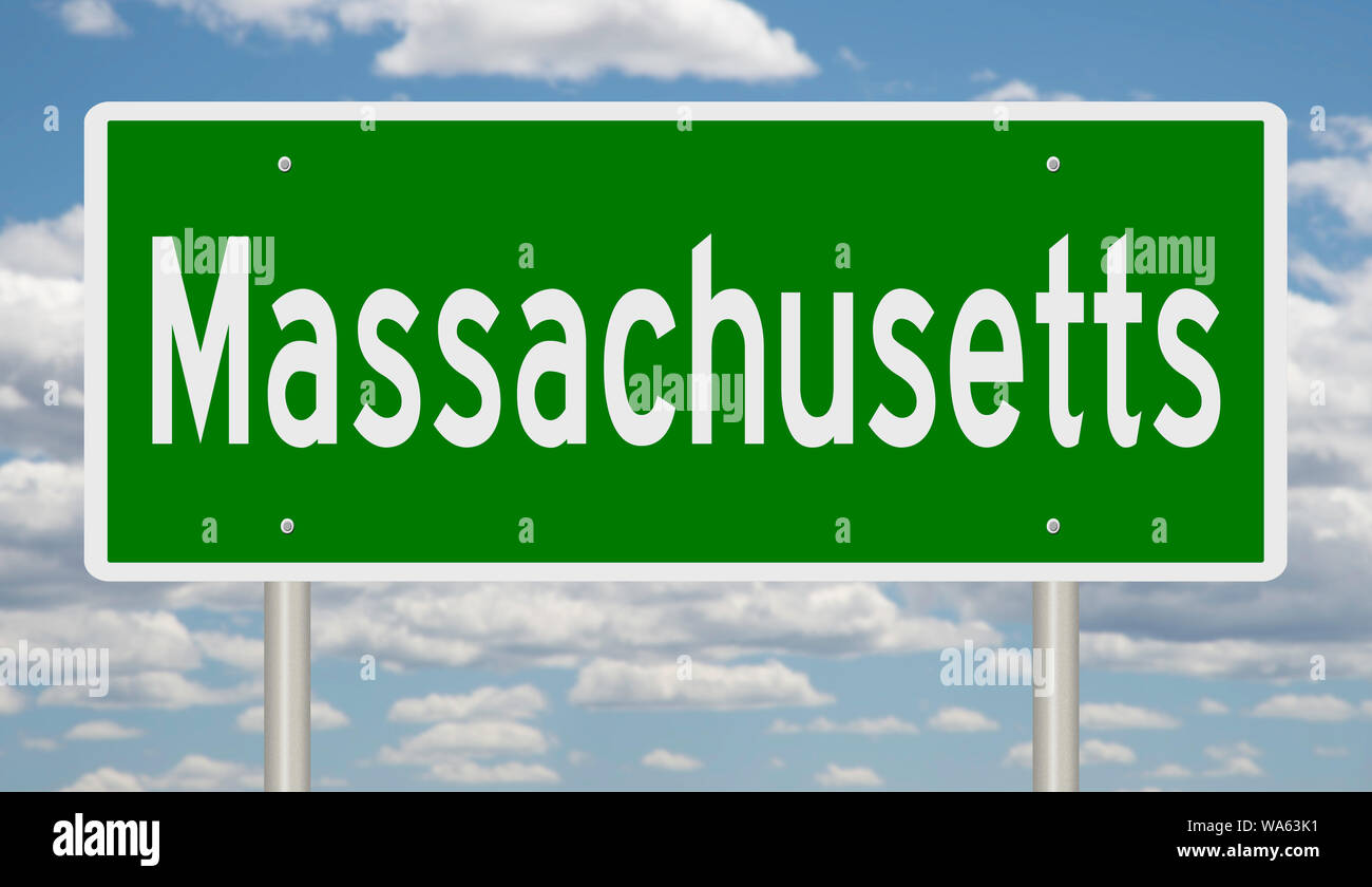 Rendering of a green highway sign for Massachusetts Stock Photo - Alamy
