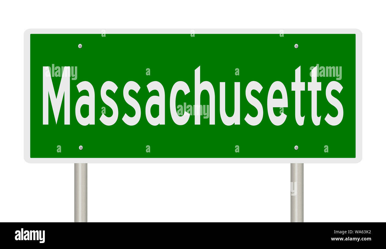 Rendering of a green highway sign for Massachusetts Stock Photo - Alamy