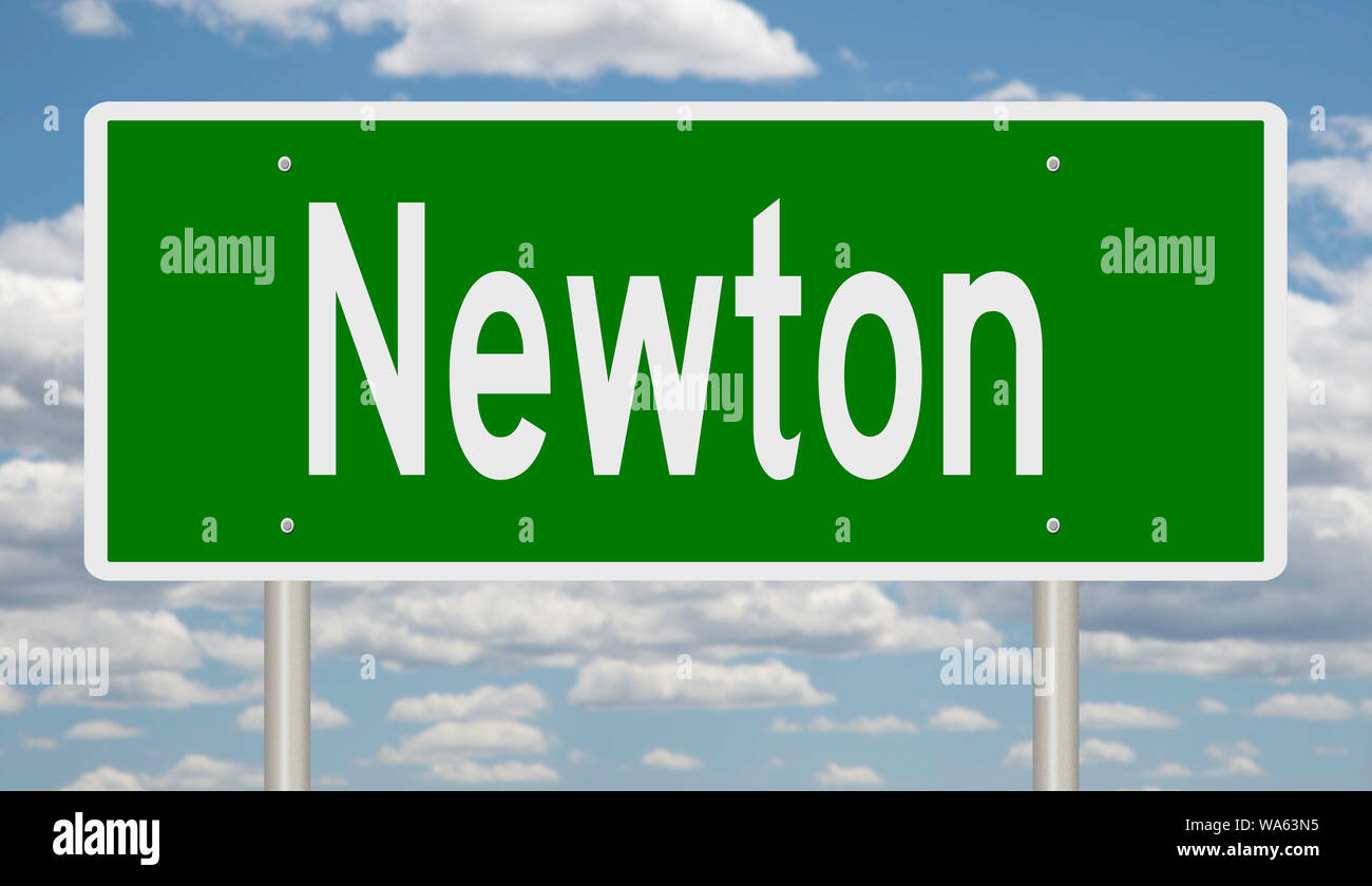 Rendering of a green highway sign for Newton Massachusetts Stock Photo ...