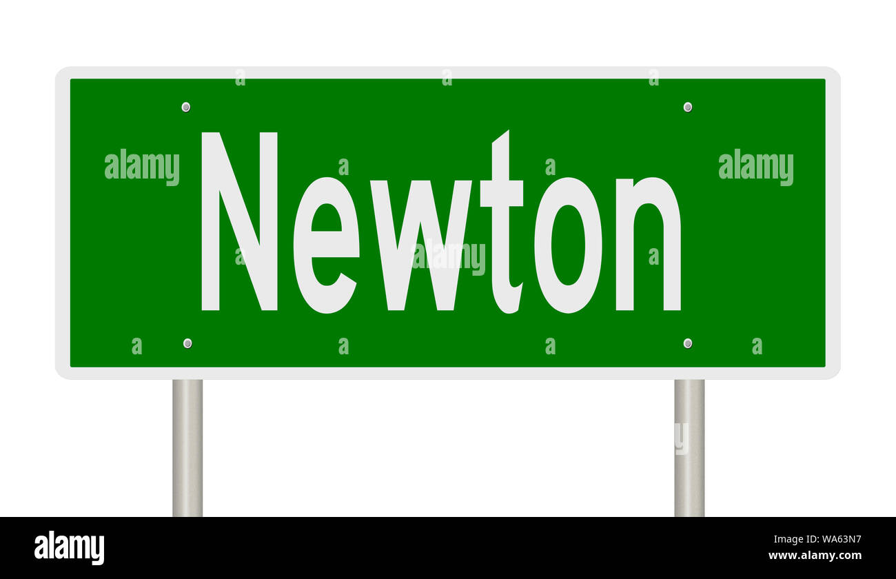 Rendering of a green highway sign for Newton Massachusetts Stock Photo ...