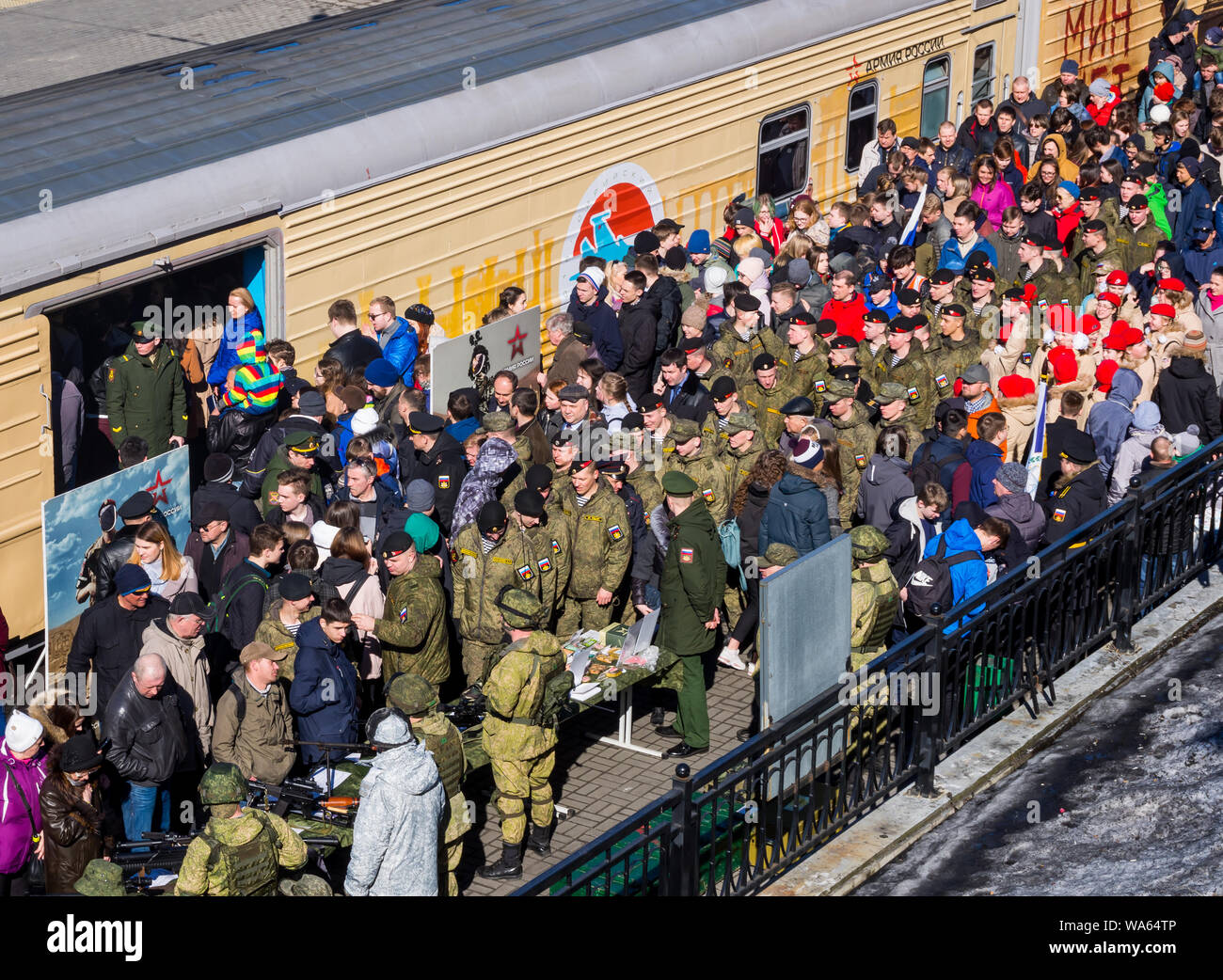 Murmansk, Russia - April 22, 2019: Crowd of people at the Syrian ...