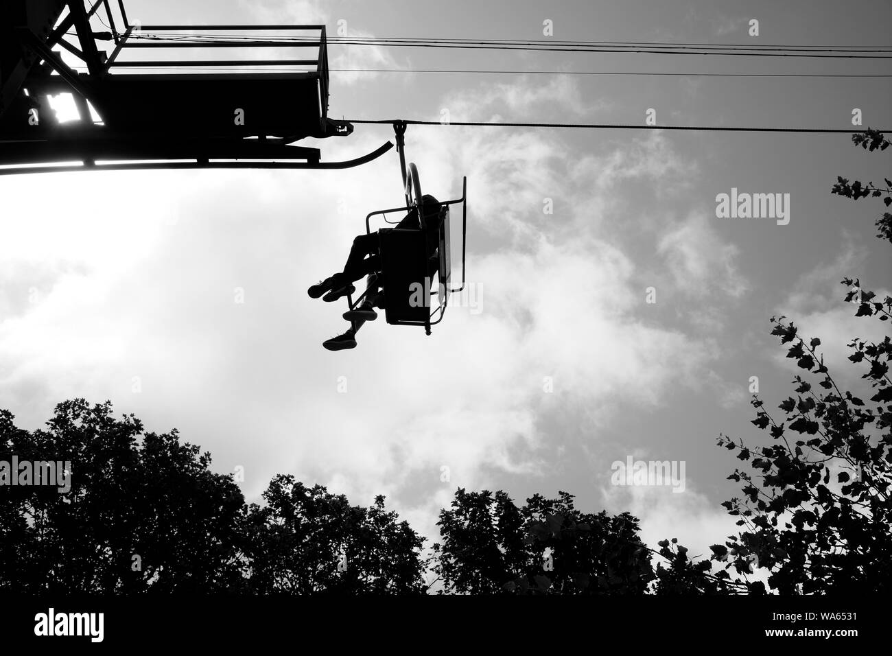 Looking up at the chairlift at Alum Bay Isle of Wight at The Needles ...