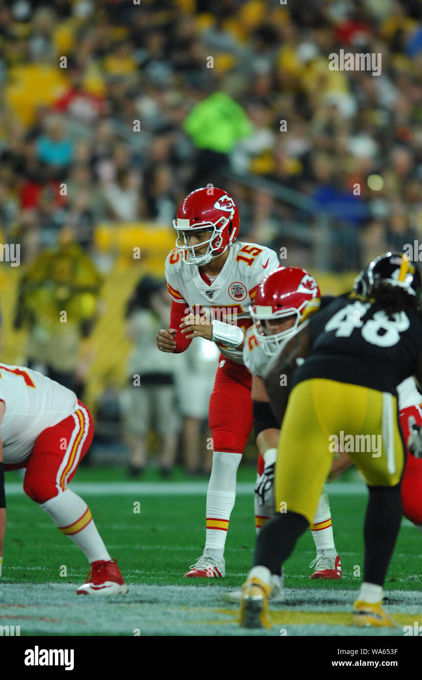 August 17th, 2019: Patrick Mahomes #15 during the Pittsburgh Steelers ...