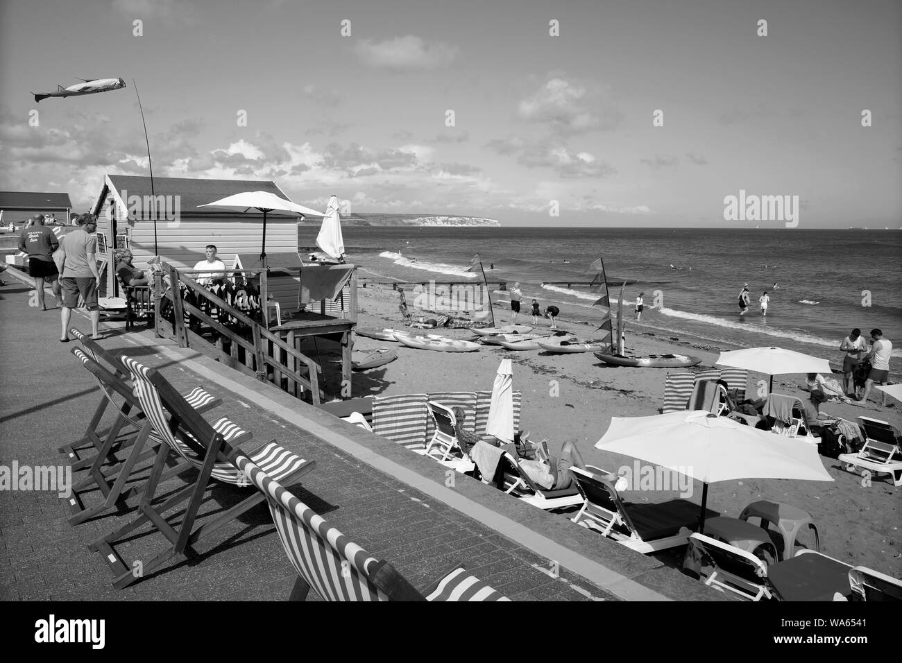 The seafront promenade and beach at Shanklin on the Isle of Wight at ...