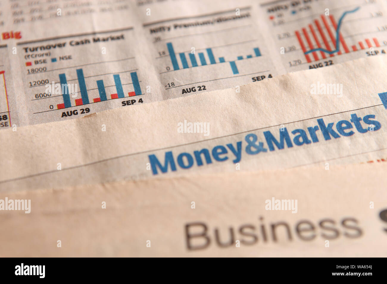 Full frame of financial newspaper with graph Stock Photo - Alamy