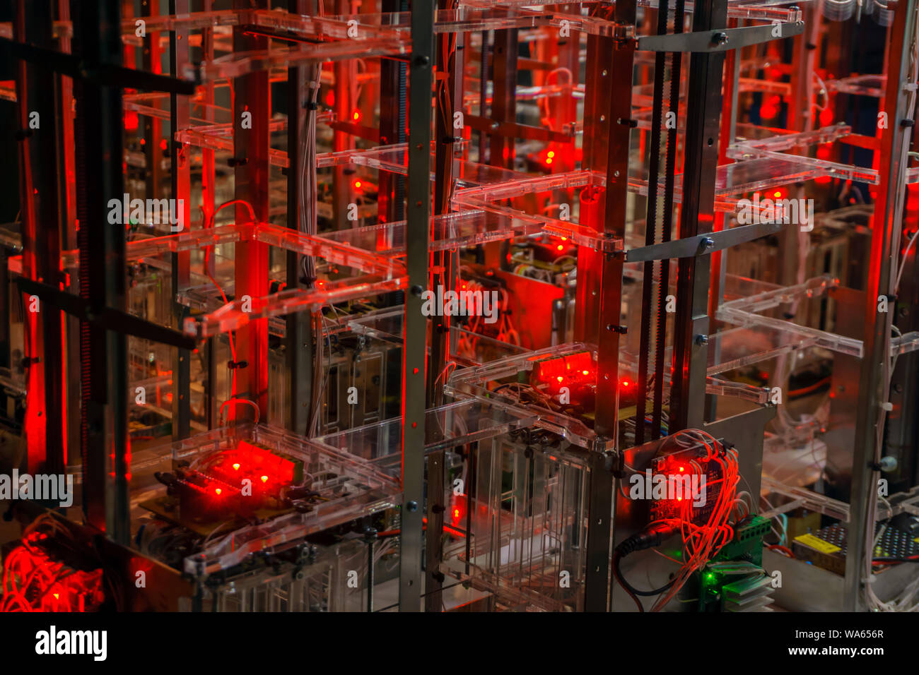 Abstract technological background with metal and plastic structures ...