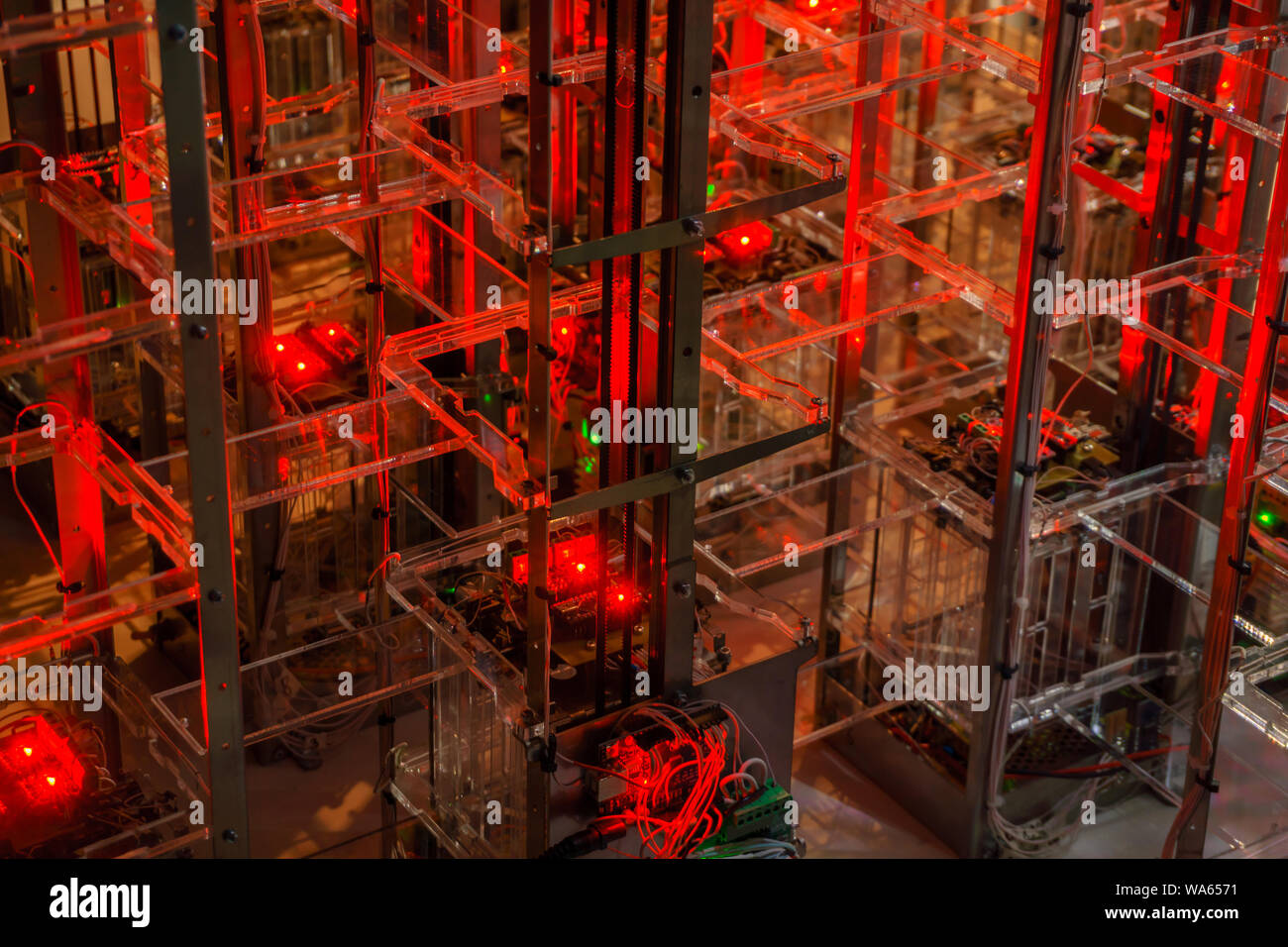 Abstract technological background with metal and plastic structures ...