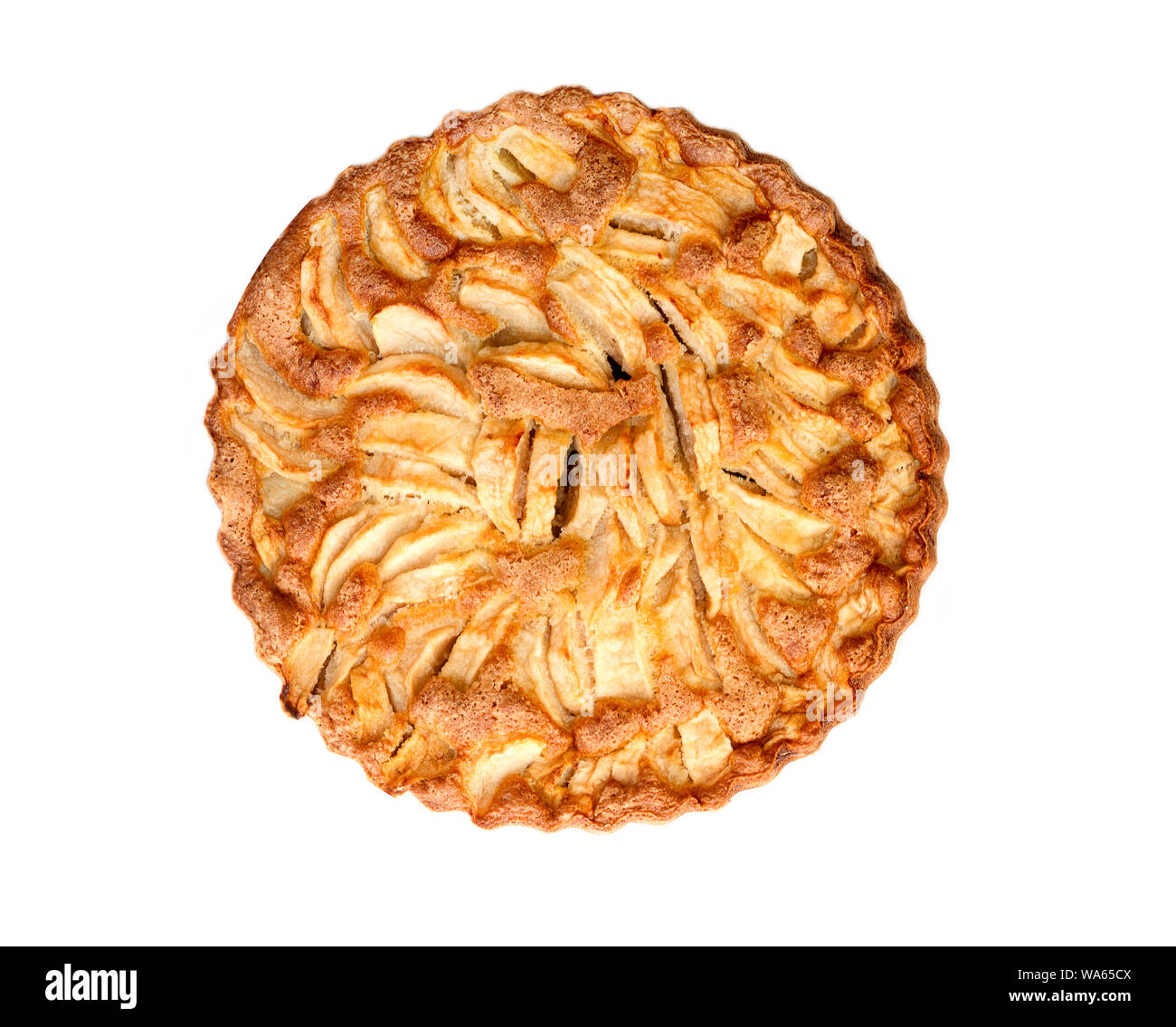 Whole homemade apple pie close-up isolated on white background. Top ...