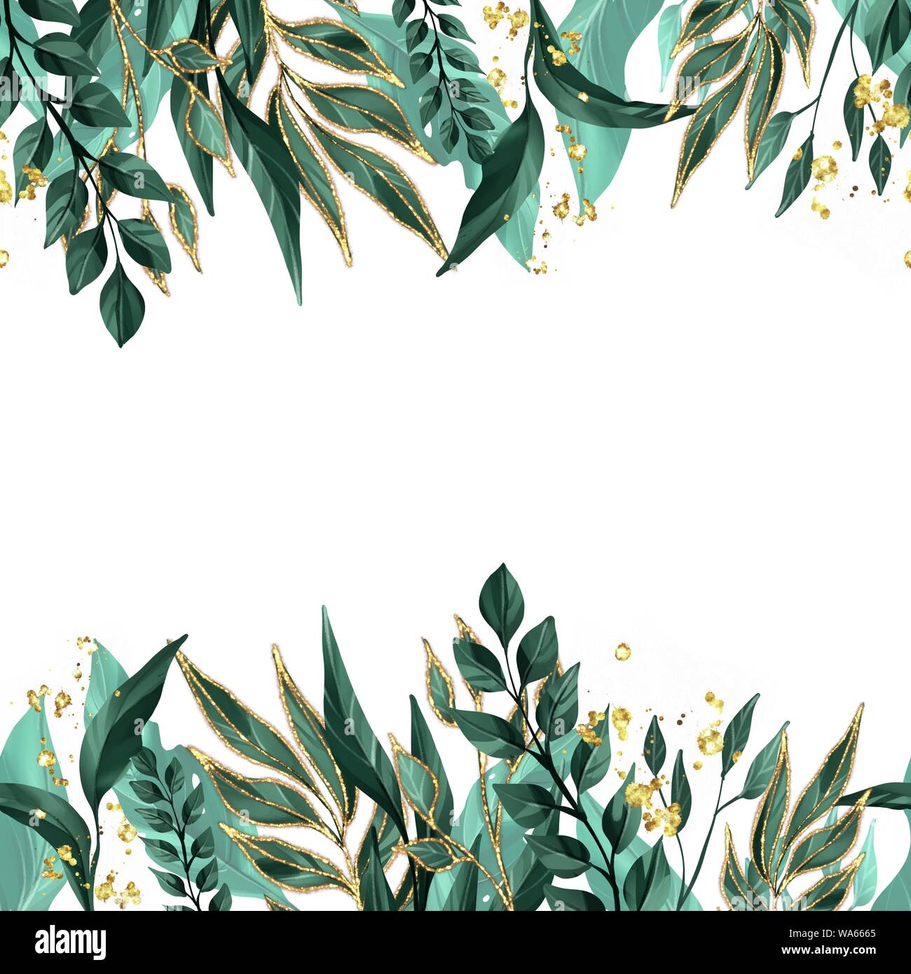 Frame with green leaves. Seamless border Stock Photo - Alamy