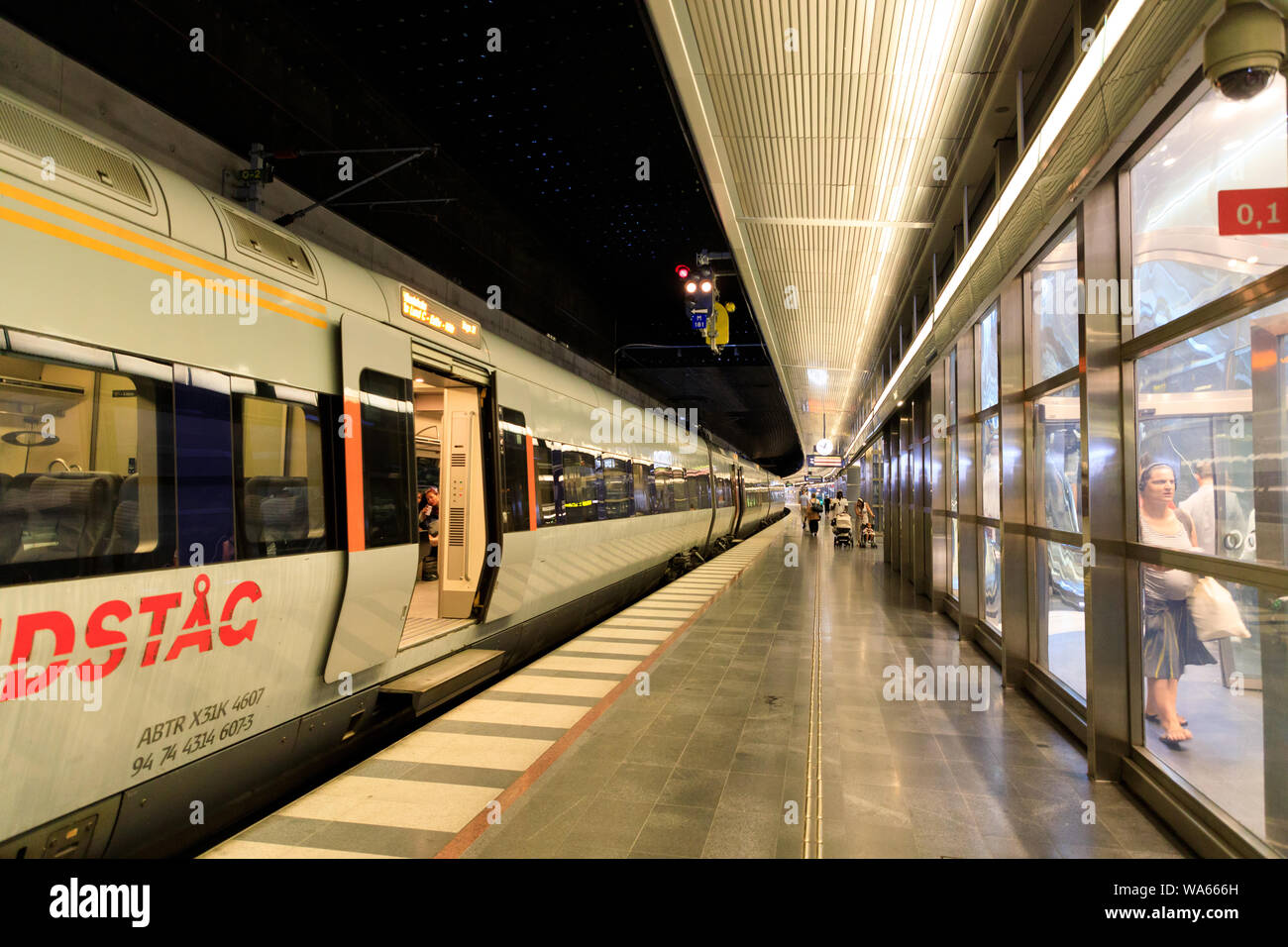 Malmo, Sweden - July 13 2019: The train on the platform at the Central ...
