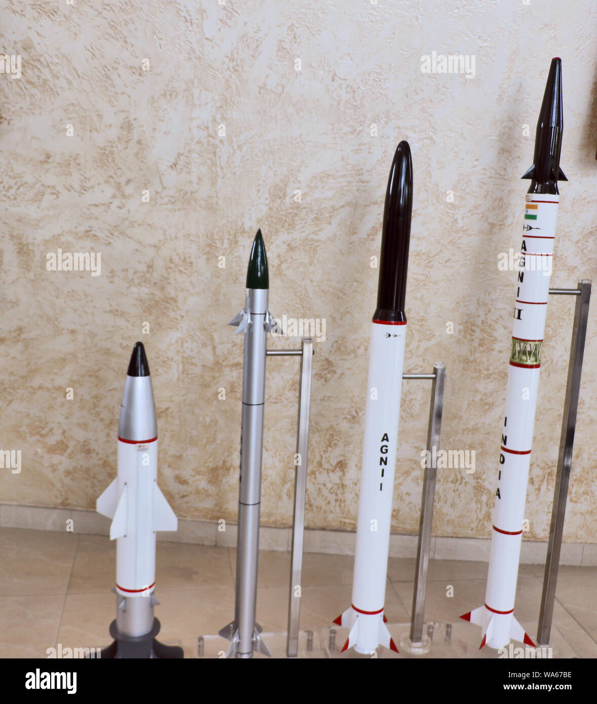 The prototype of the missile of India displaying at Manekshaw Center ...