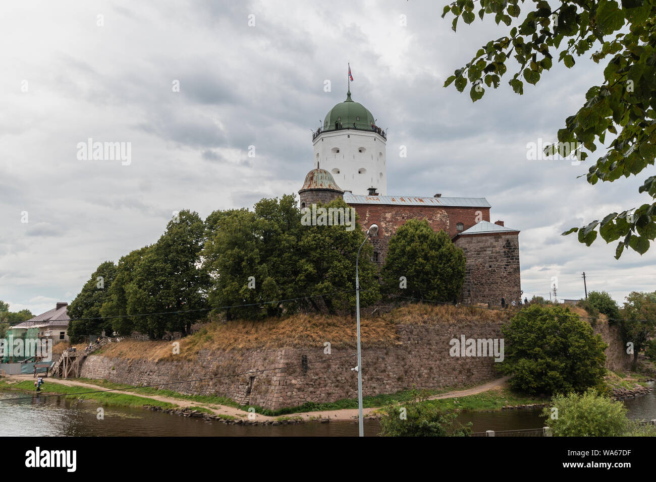 Vyborg, Russia- Vyborg castle on an island in the Gulf of Finland. The ...