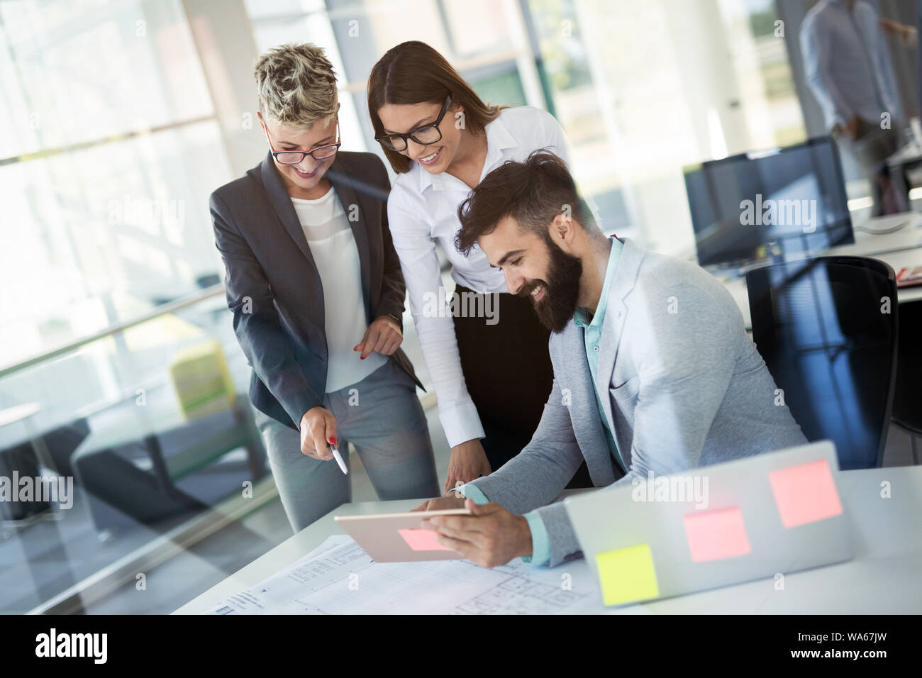 Group of business people.Business people sharing their new ideas Stock ...