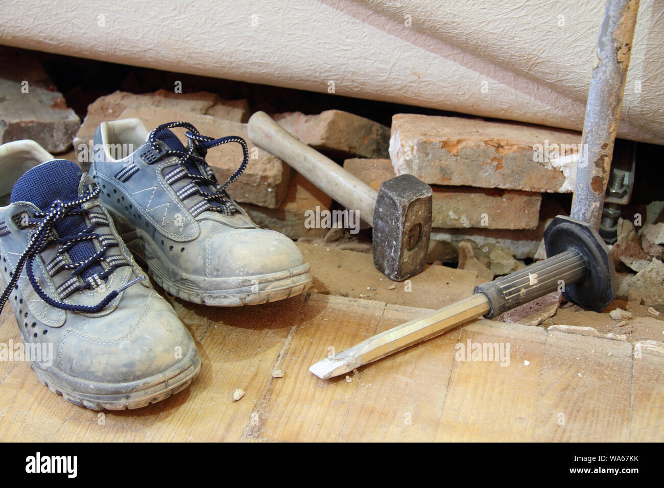 Safety shoes hammer chisel hi-res stock photography and images - Alamy