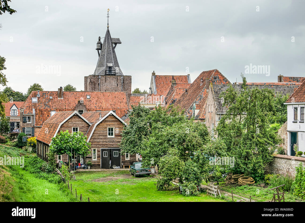Elburg, The Netherlands, August 3, 2019: view from the towns ...