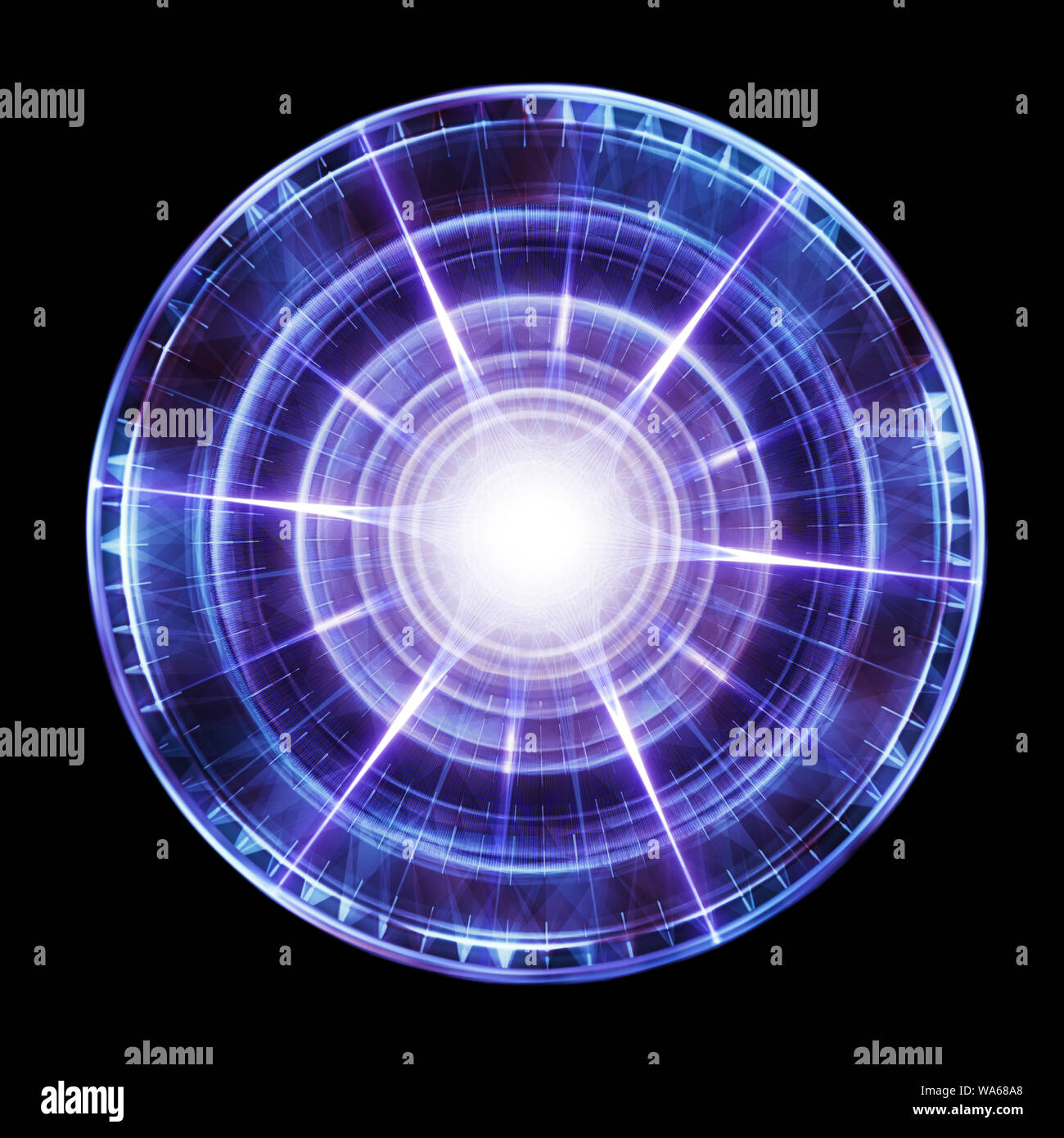 Futuristic Glowing Sci-Fi Element Isolated On Black Background Stock ...
