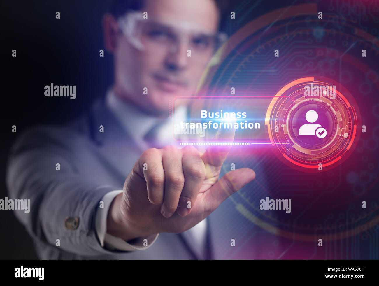 The concept of business, technology, the Internet and the network. A ...