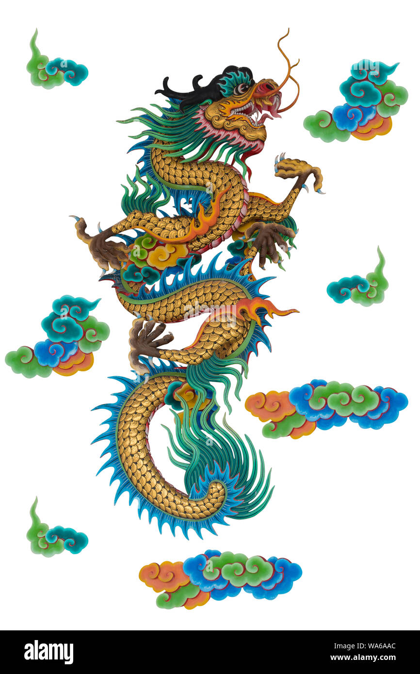 Dragon statue chinese style on white background, with clipping path ...