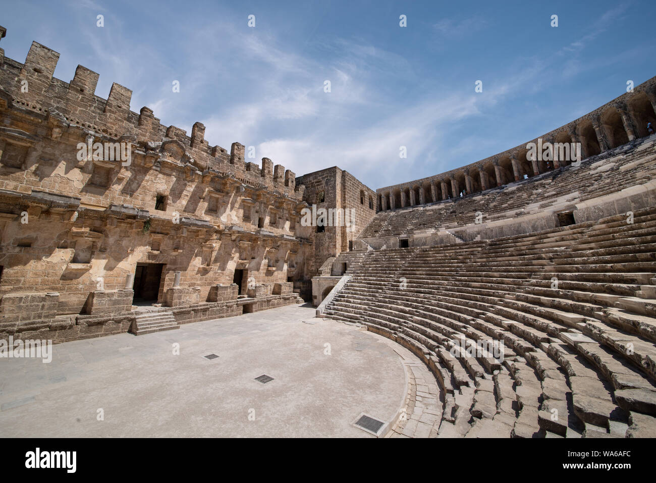 Ancient Roman amphitheater of Aspendos near Antalya. Historical ...