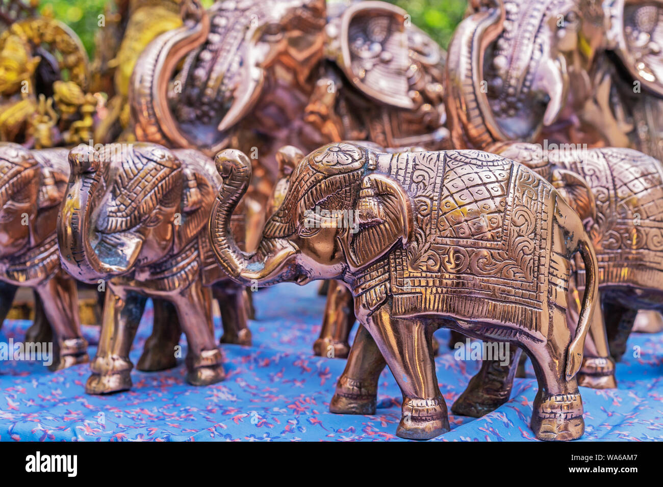 Statuette of an Indian elephant. Copper figurine of an elephant Stock ...