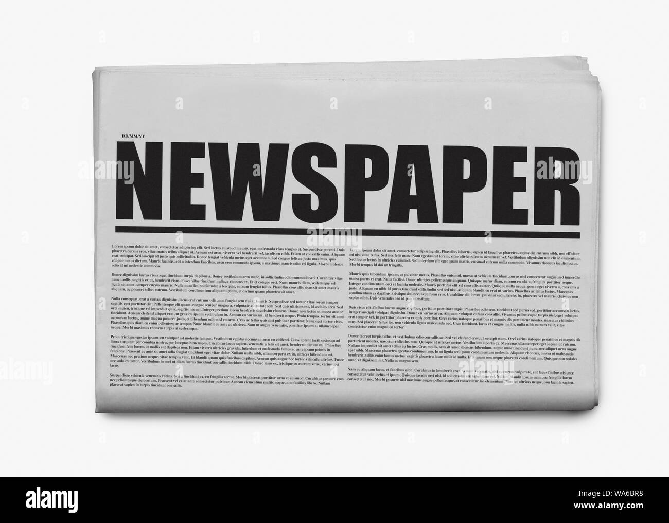 Newspaper written headlined newspaper isolated on a white background ...