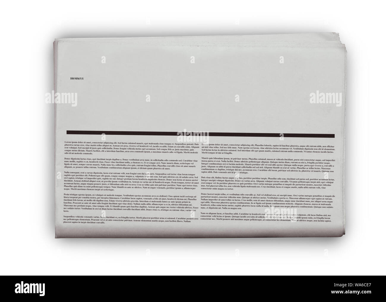 Empty headlined newspaper isolated on a white background Stock Photo ...