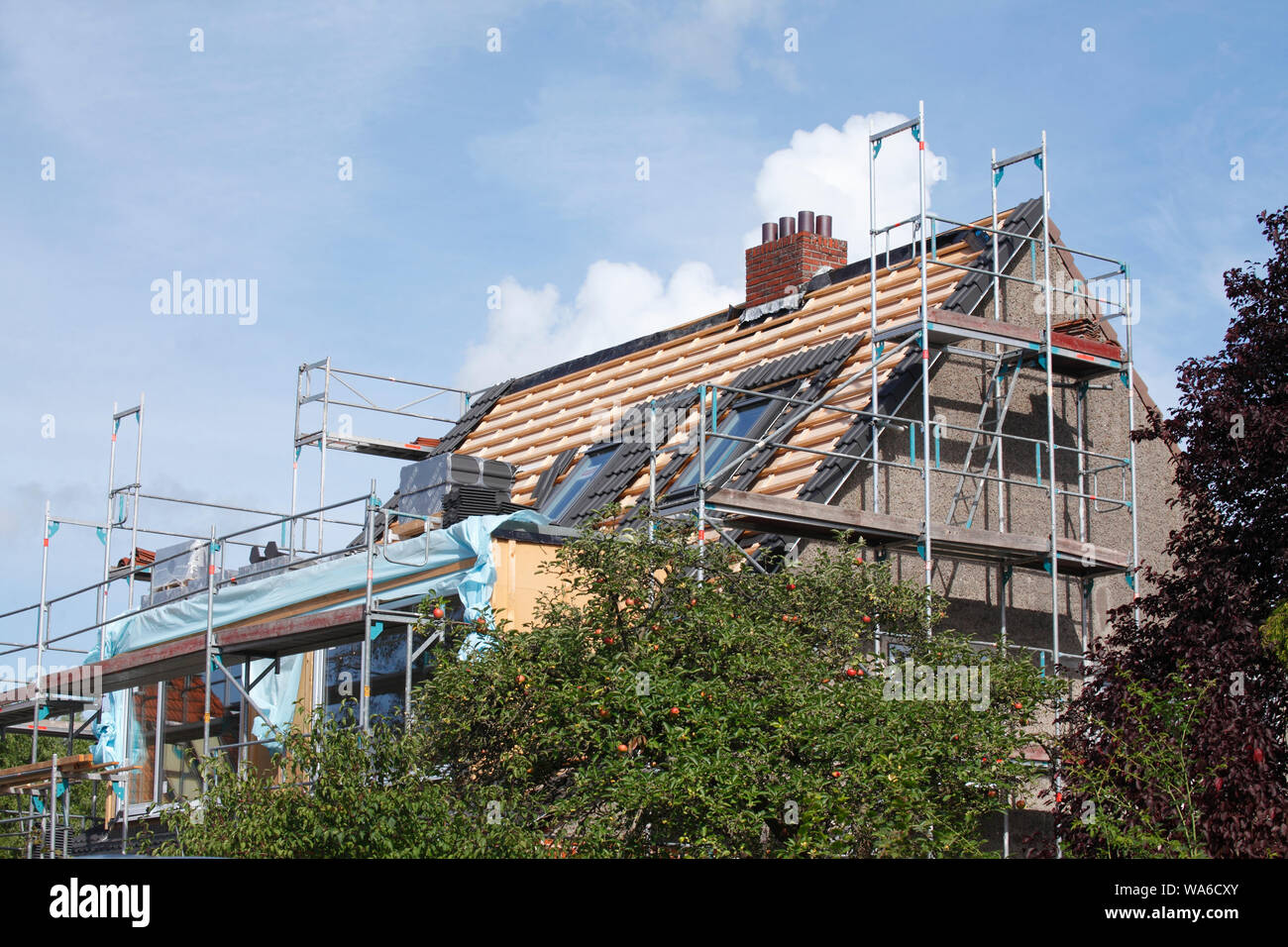 Detached house, residential building, construction site, redevelopment ...