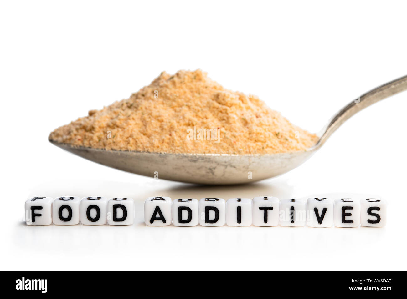 Concept showing appearance of the food additives in the everyday ...